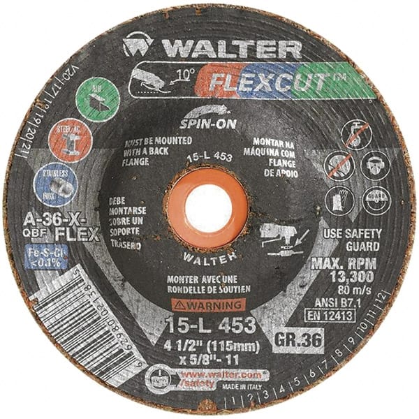 Walter FLEXCUT™ Blending Disc 4-1/2" x 5/8"-11 GR:36 Spin-on 15L453 ...