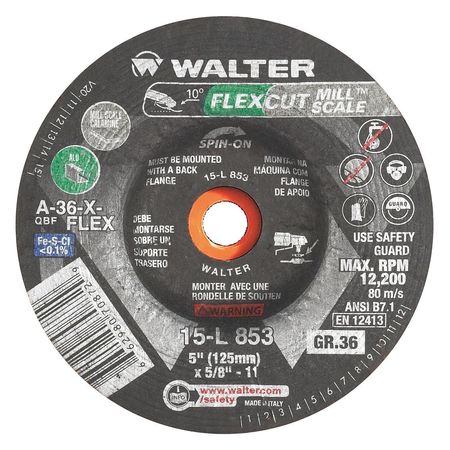 Walter FLEXCUT™ Mill Scale Blending Disc 4-1/2" x 5/8"-11 GR:36 Spin-o ...